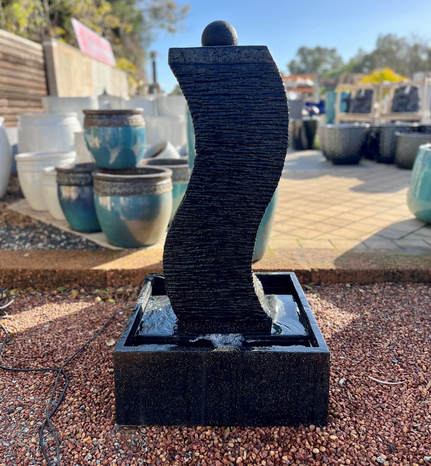 Terrazzo Curved Water Feature | Down to Earth Garden Supplies