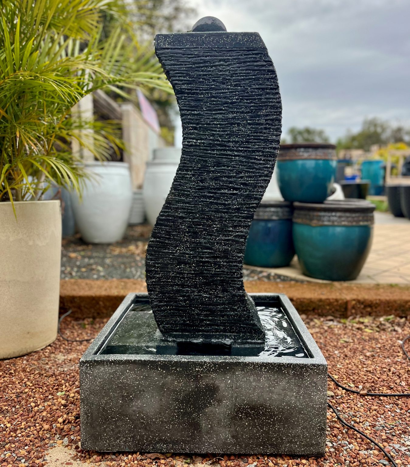Terrazzo Curved Water Feature | Down to Earth Garden Supplies