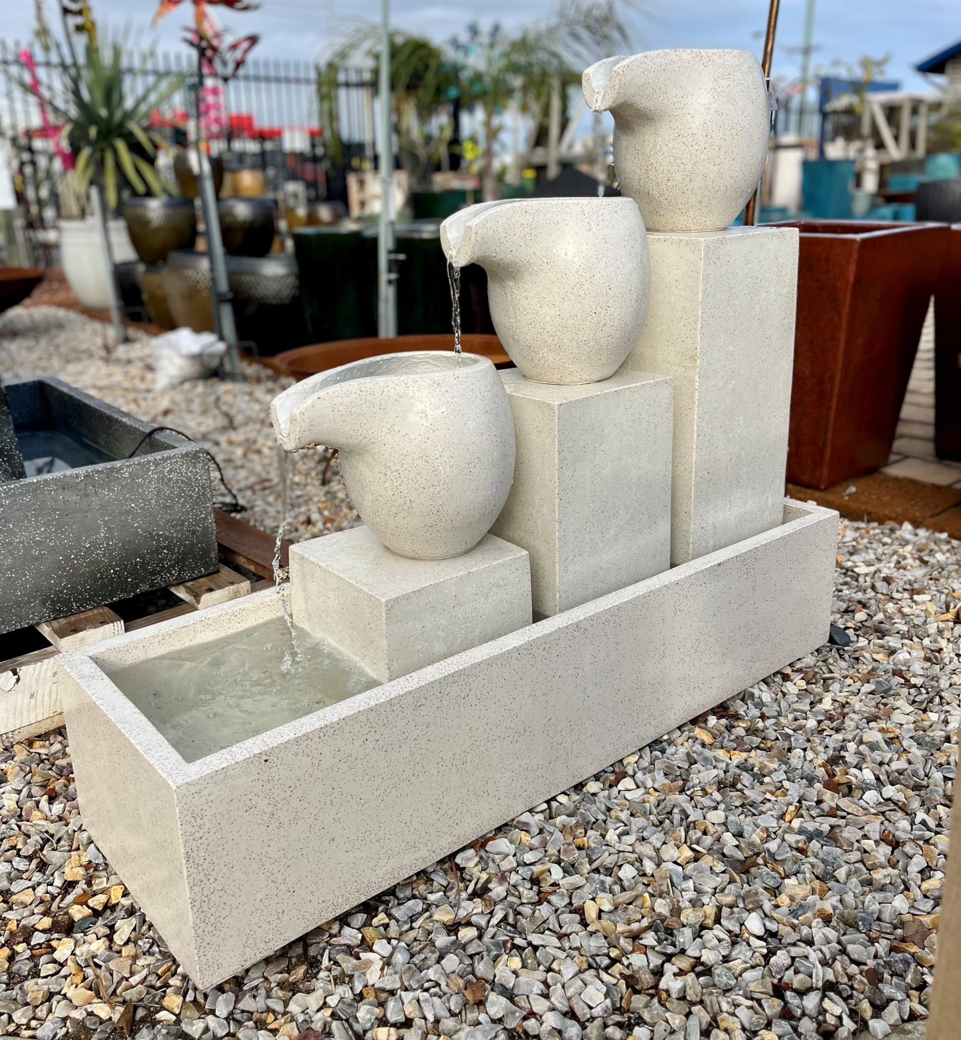 Terrazzo Three Jug Water Feature | Down to Earth Garden Supplies
