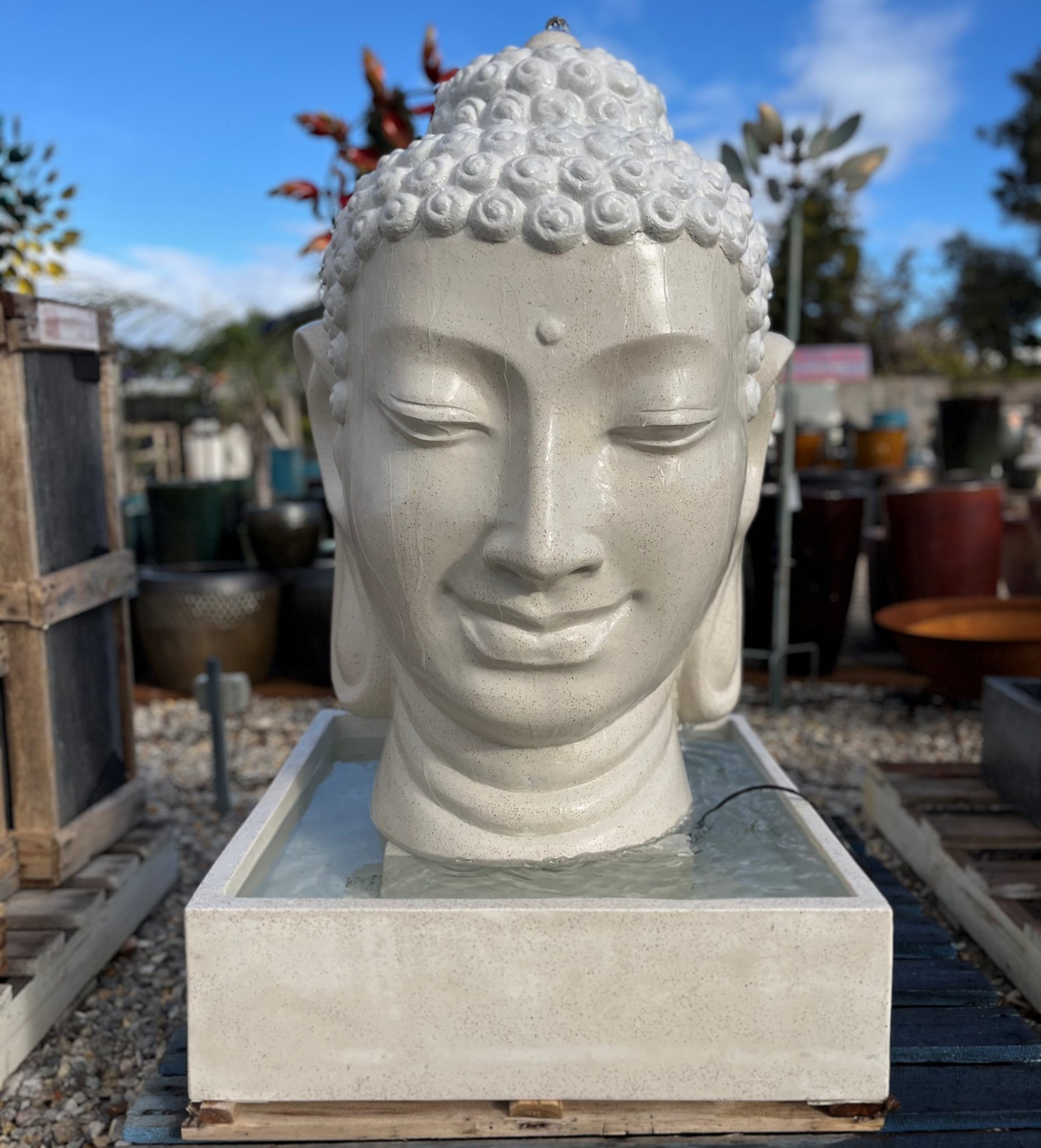 Buddha Head Water Feature - Terrazzo | Down to Earth Garden Supplies